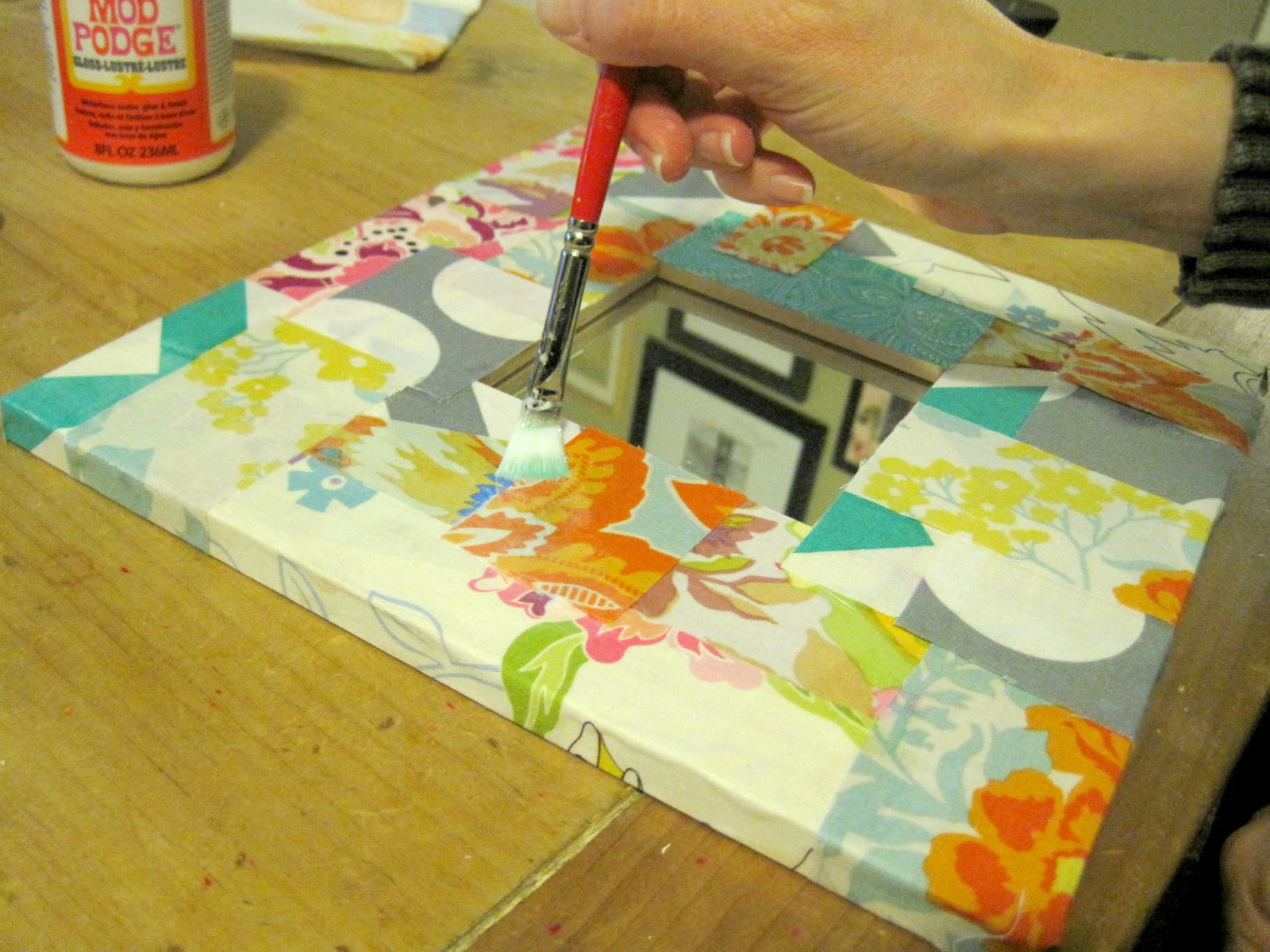 Mod Podge Fabric Mirror