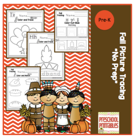 Fall Picture Tracing "No Prep" ~ Preschool Printables