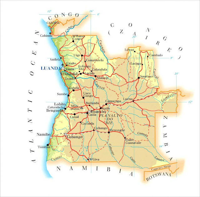 ANGOLA - GEOGRAPHICAL MAPS OF ANGOLA