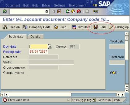 How to Park and Post a Document in SAP FI ~ sap Financial accounting (FI)
