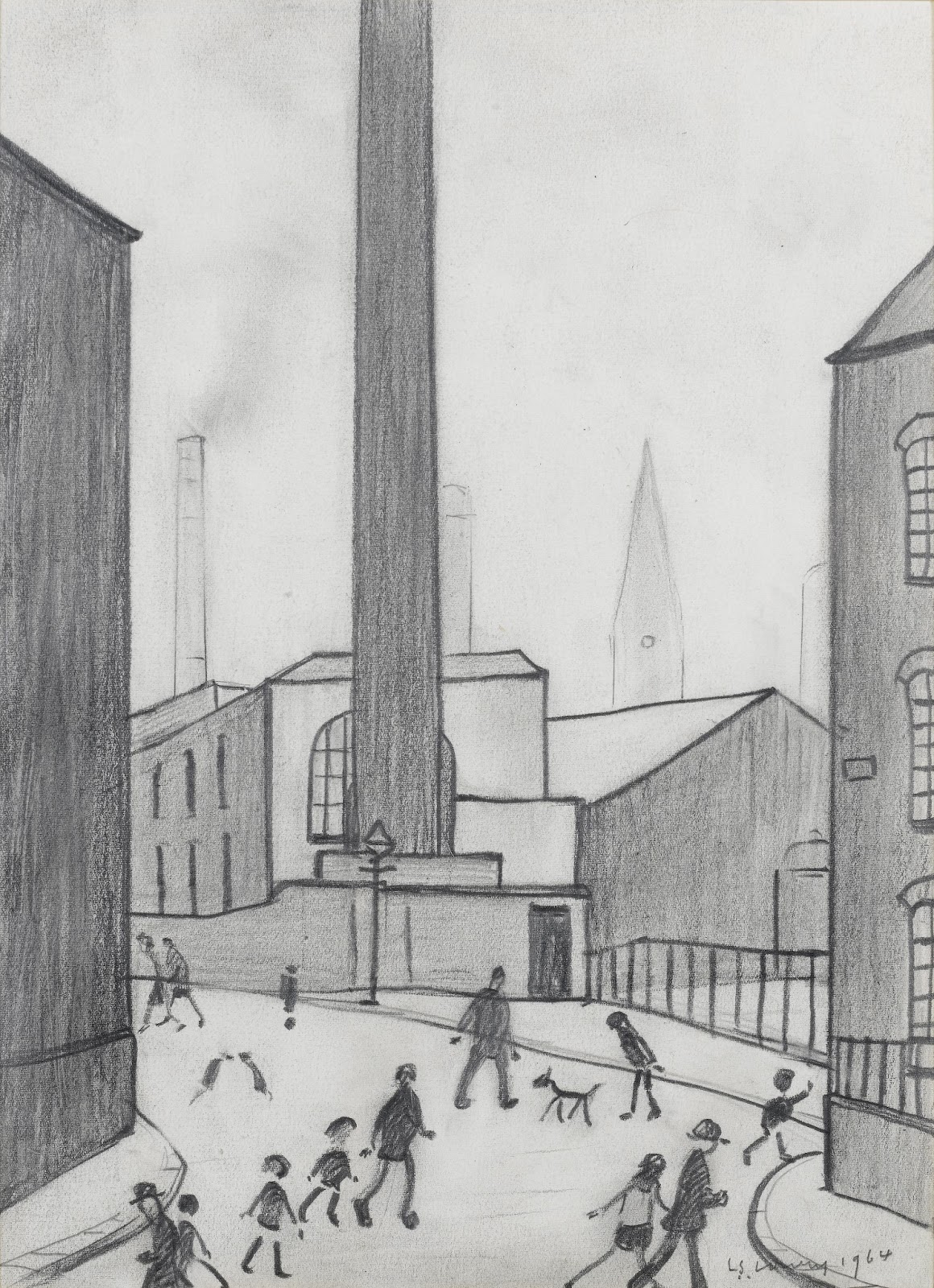 The Works of Laurence Stephen Lowry: 1964 - Outside the Factory Gates