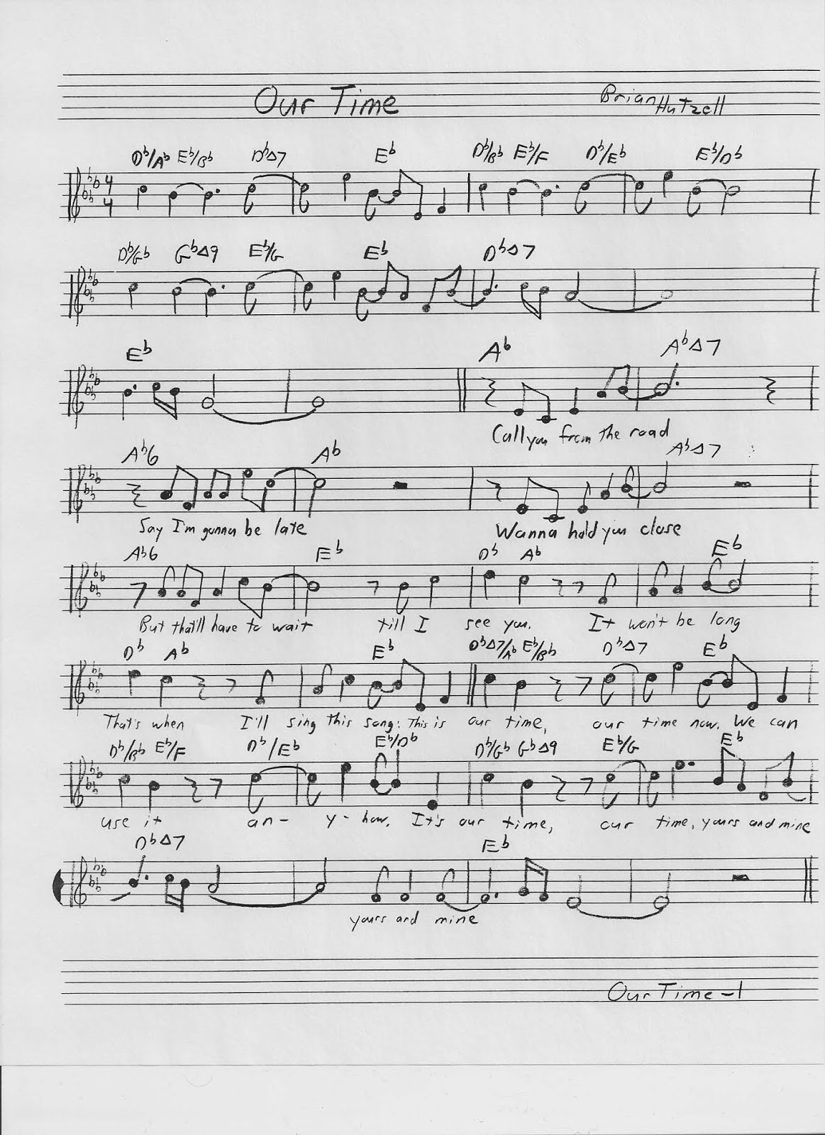 AladdinFoot: “Our Time” - lyrics and lead sheet