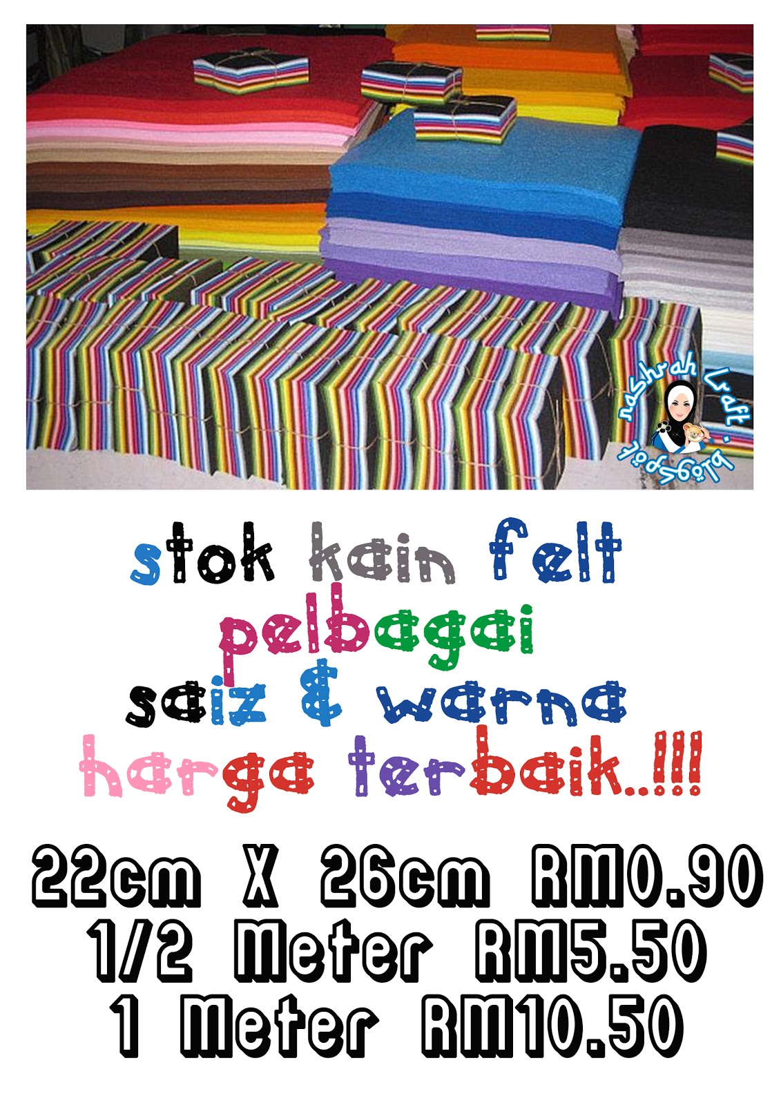 Nashrah Craft: Pembekal kain felt