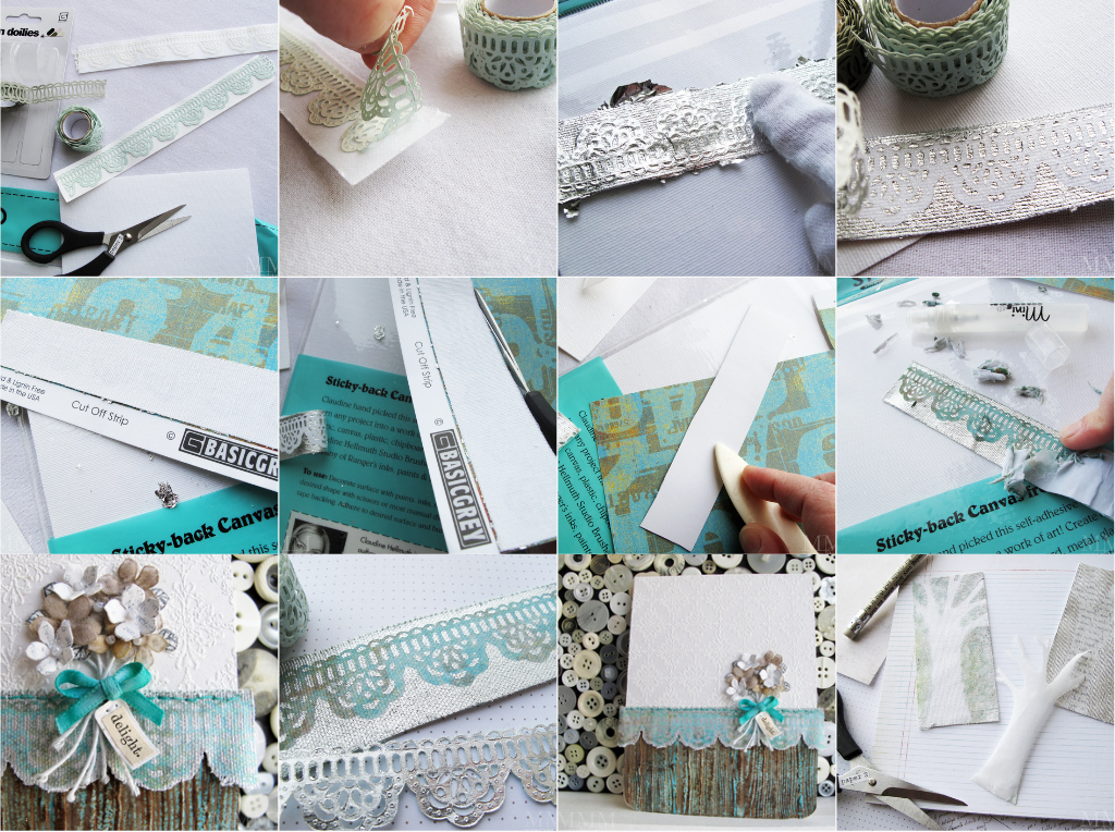 Mel Stampz: new technique? Silver Leaf & Sticky Back Canvas (step by step)