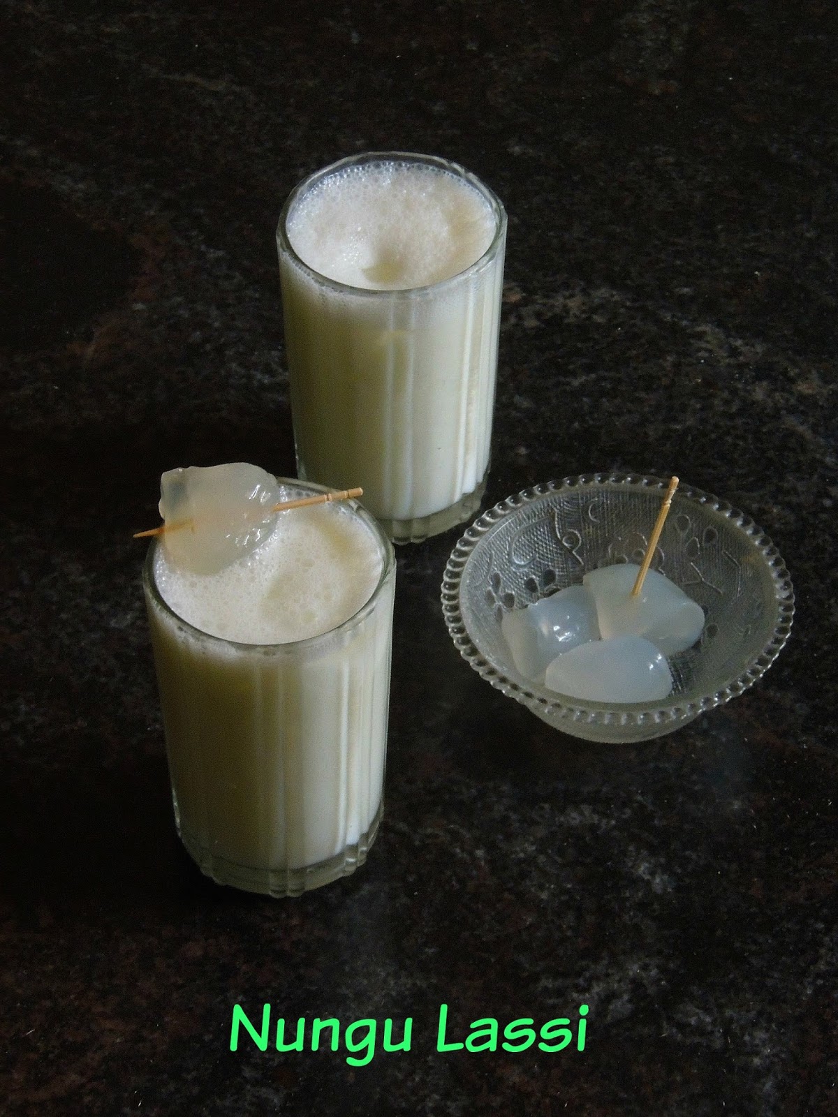 Priya's Versatile Recipes: Nungu Lassi/Palm Fruit Lassi