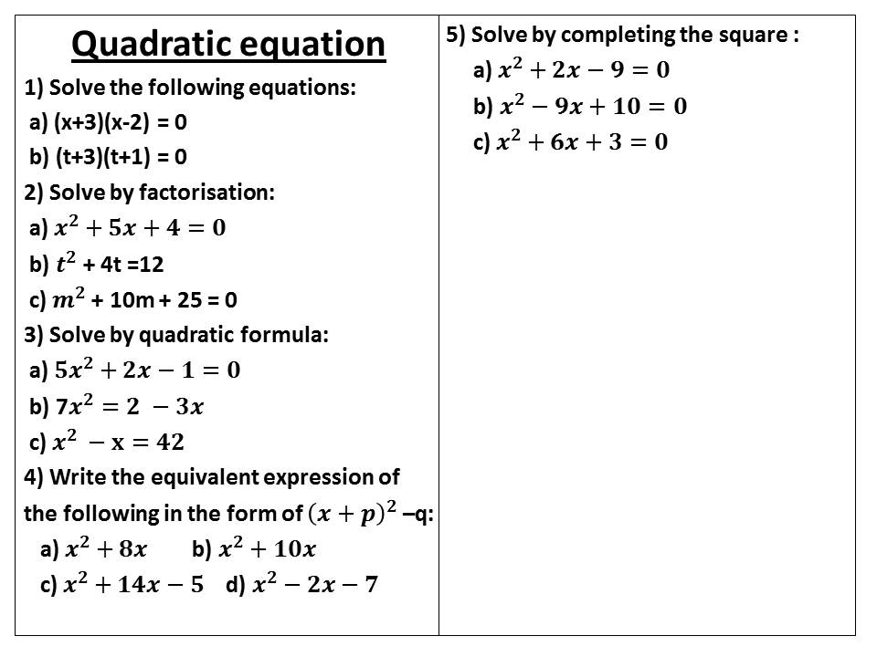 Math 10: CHAPTER 3 : SOLUTION OF QUADRATIC EQUATIONS
