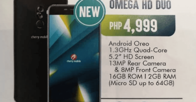 Cherry Mobile Omega HD Duo with Oreo OS is priced at PHP 4,999