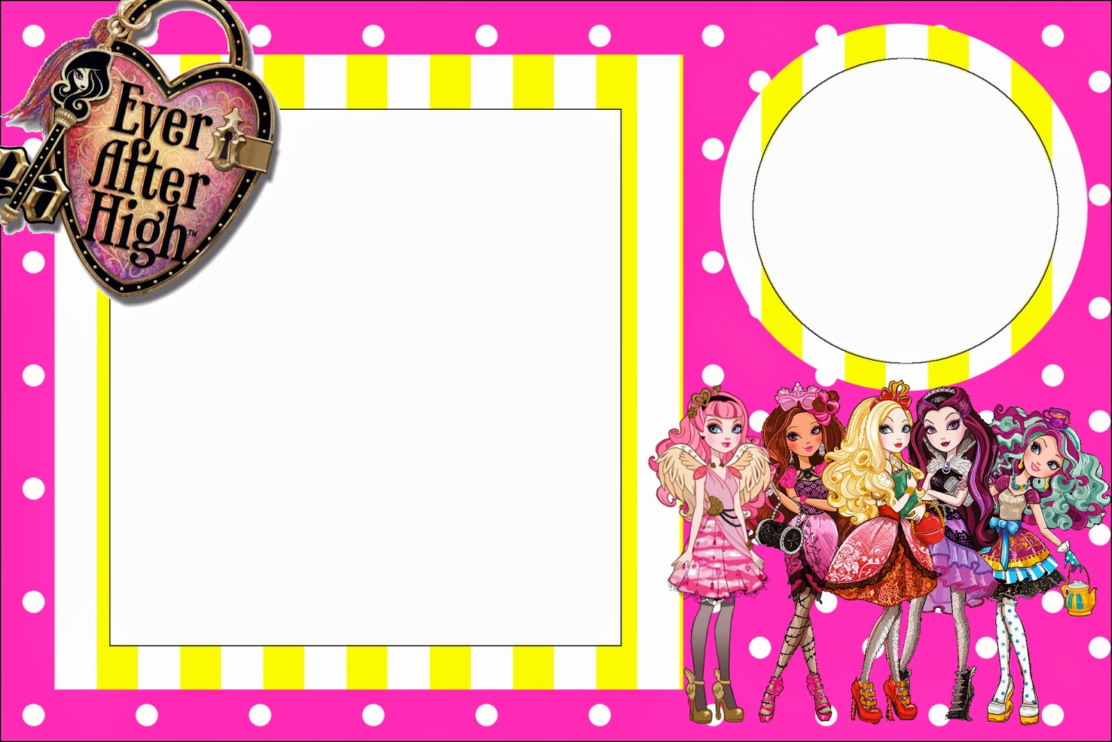 Pink and Yellow Ever After High: Free Printable Invitations. - Oh My ...
