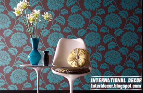 Stylish floral wall covering designs, colors 2013