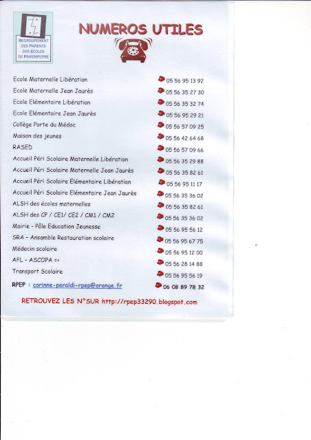 Association RPEP : Numéros Utiles