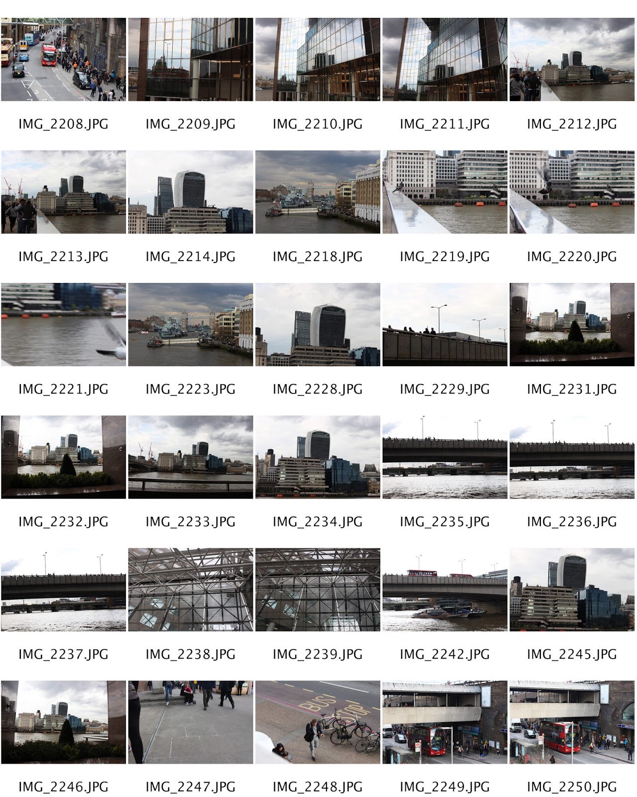 Unit 4 Photography: Contact Sheets - Shoot 2: Views of London