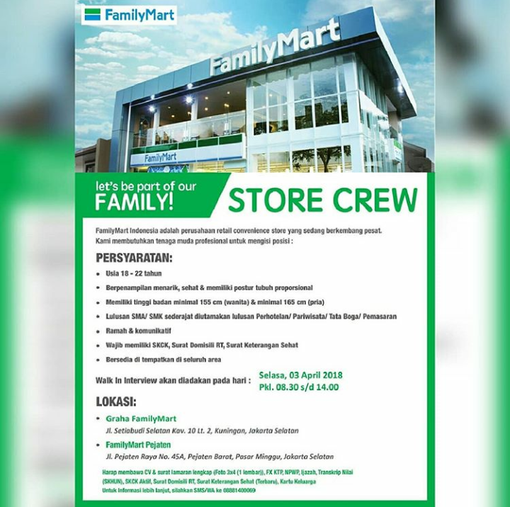 Walk In Interview Familymart Untuk Posisi Store Crew - Daftar Bacaan Online