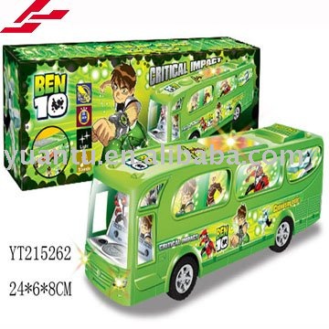 Jual mainan anak-anak: B/O ben10 bus with music and light