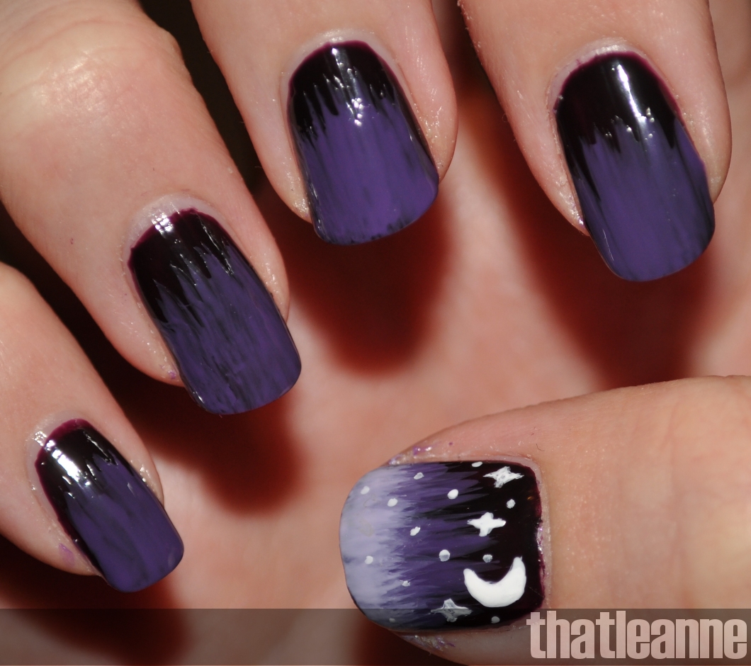 thatleanne: Purple Starry Nights nail art tutorial!