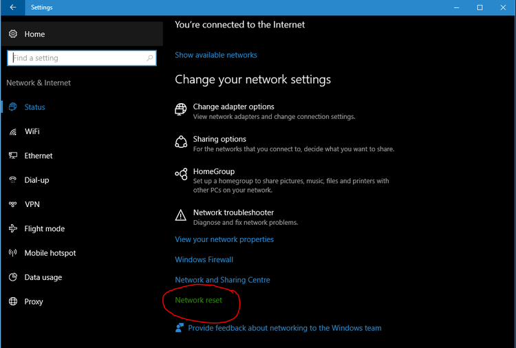 How to reset network settings in Windows