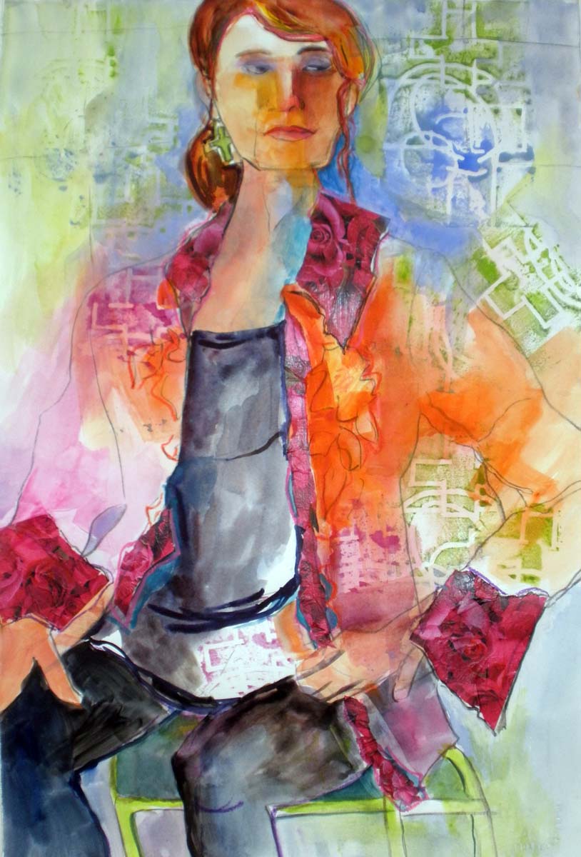 KaySmithBrushworks: Attitude - a watermedia collage figure