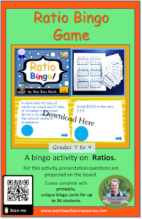 Ratio Activity ~ TenTors Math Teacher Resources
