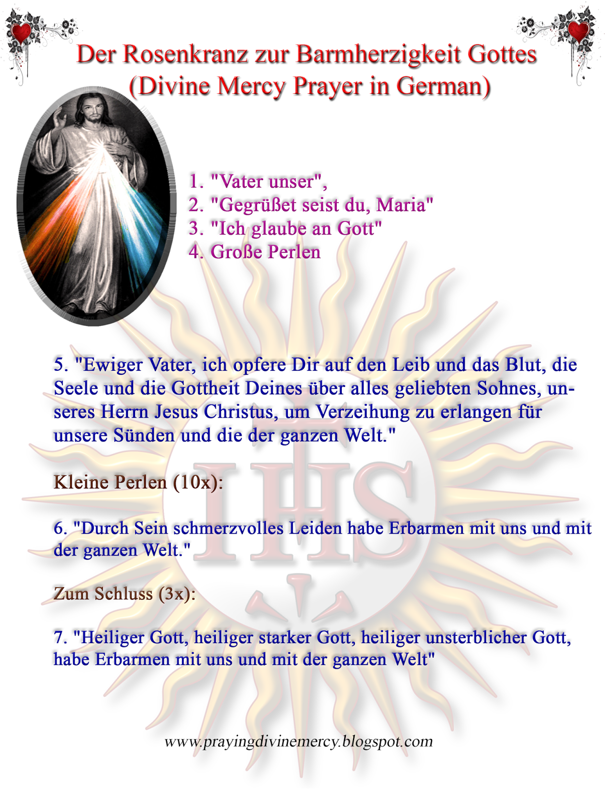 Divine Mercy Prayers: Divine Mercy Prayer in German (Der Rosenkranz zur ...