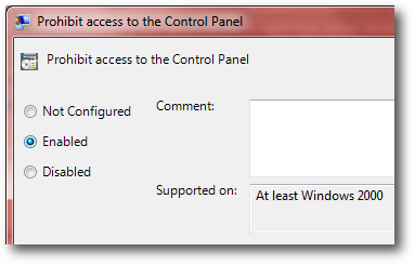 Cara disable atau nonaktifkan control panel di windows 7