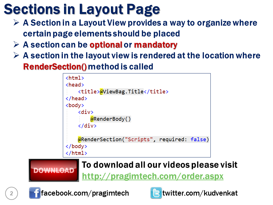 Sql Server Net And C Video Tutorial Sections In Layout Page In Aspnet Core Mvc Slides 2243