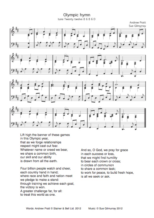 hymnsandbooks: NEW OLYMPIC HYMN WITH MUSIC - PLEASE ACKNOWLEDGE USE ON ...