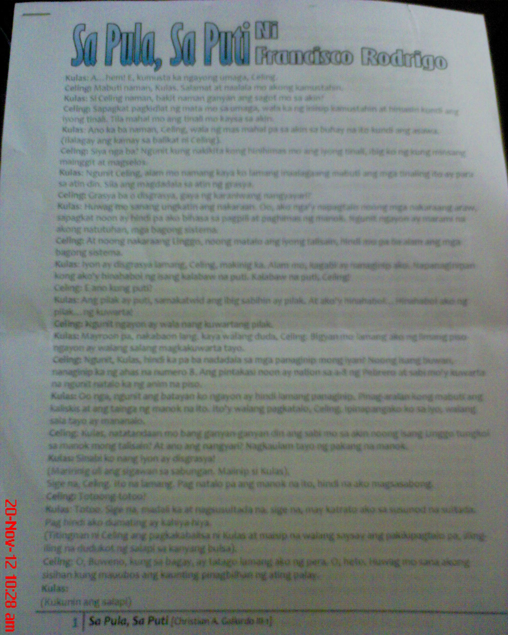 B L O G S T E R !: Sa Pula, Sa Puti