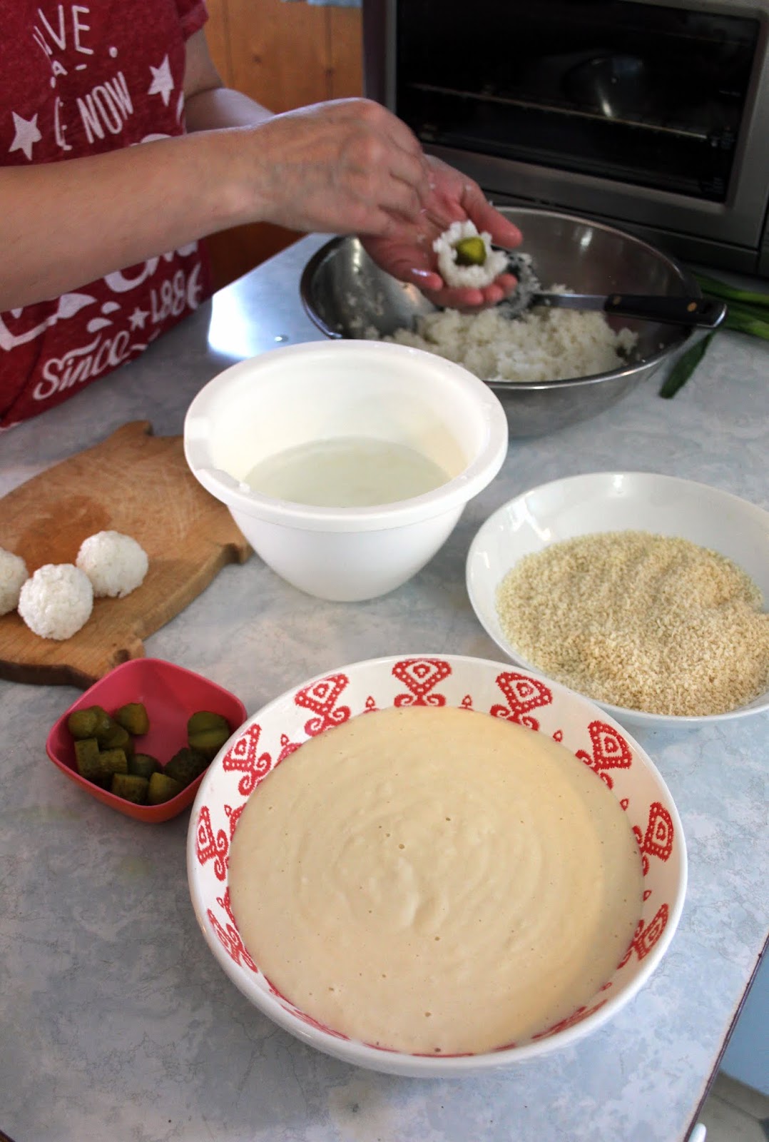 Jo and Sue: Crunchy Pickle Rice Balls with Spicy Red Pepper Jelly