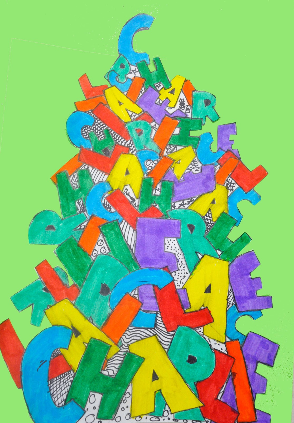 artisan des arts: Raining letters name art - grade 5/6