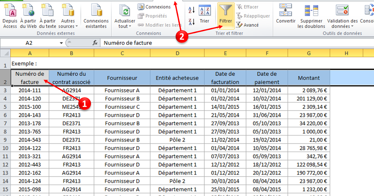 Comment faire des filtres - Compétences Excel