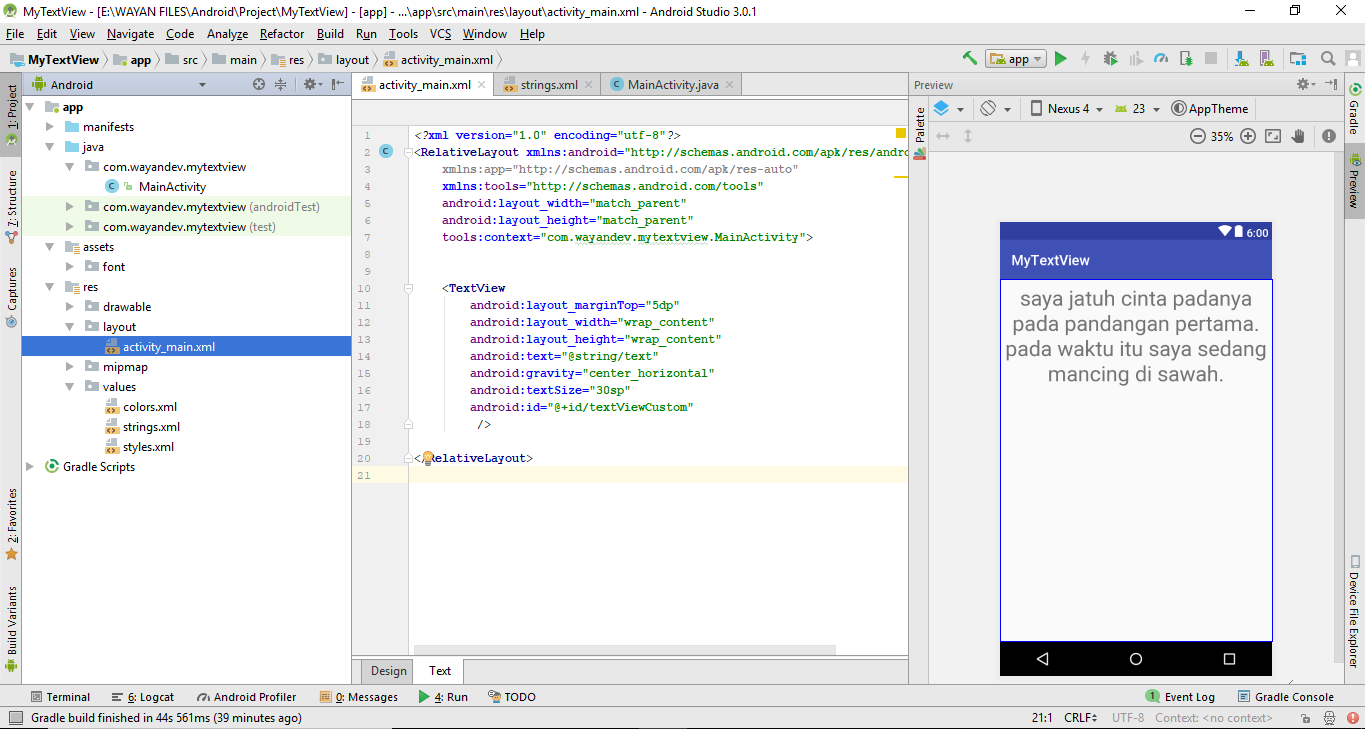 Belajar Android Studio Merubah Font Atau Custom Font Textview - Android ...