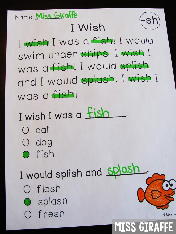 Miss Giraffe's Class: Digraphs Activities for First Grade and Kindergarten