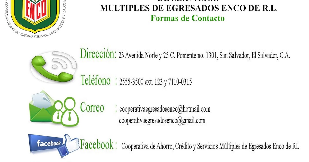 FORMAS DE CONTACTO