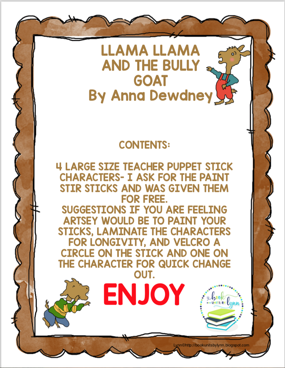LLAMA LLAMA AND THE BULLY GOAT ~ Book Units by Lynn