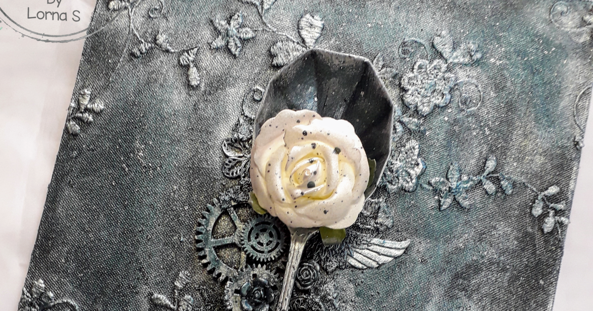 A bit of everything: Mixed Media Canvas-White Rose