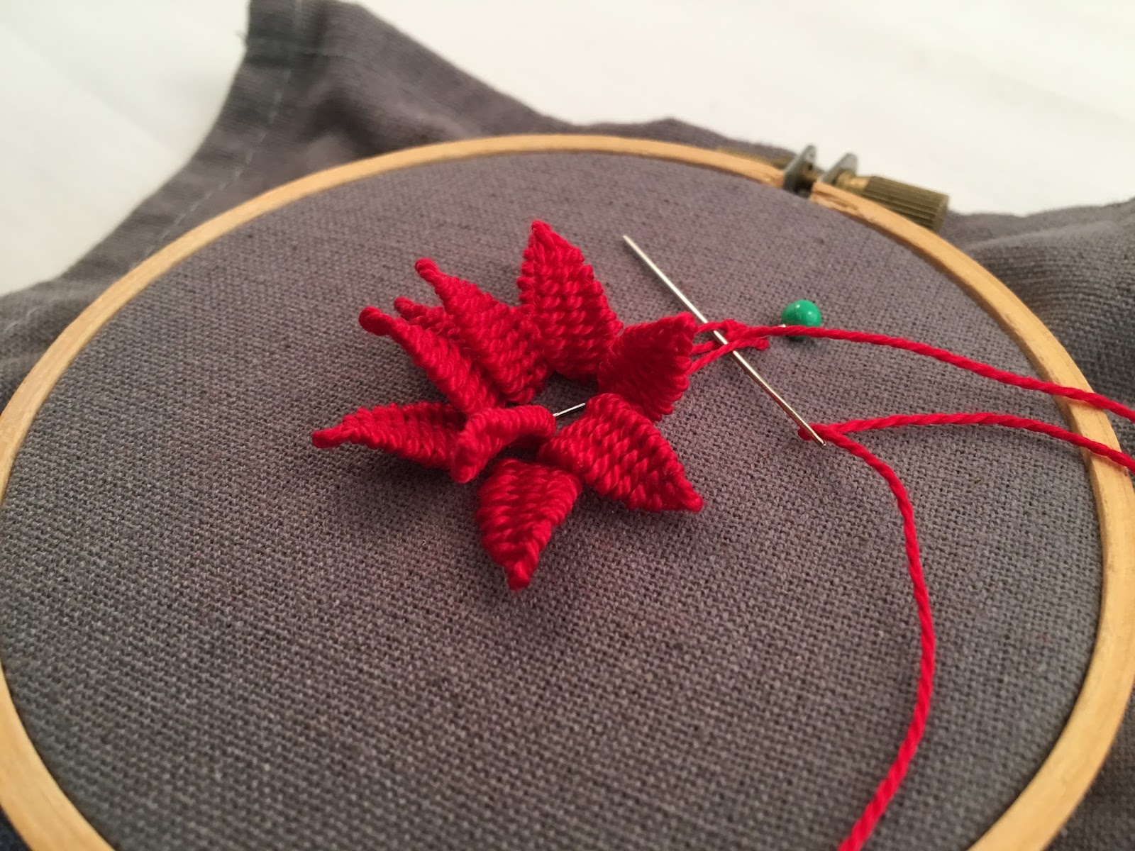 MooshieStitch: Red Woven Picot Stitch Flower