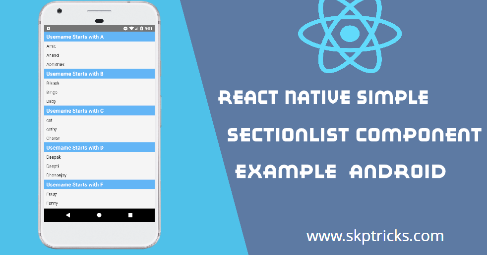 React Native Simple Sectionlist Component Example Android Skptricks