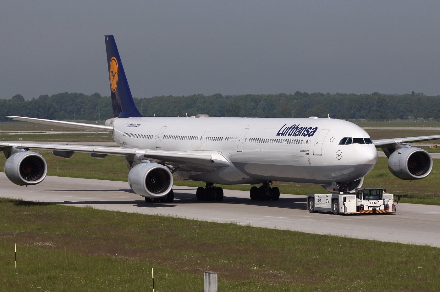 Lufthansa A340-600 While Being Towed on the Runway - Aircraft Wallpapers HD
