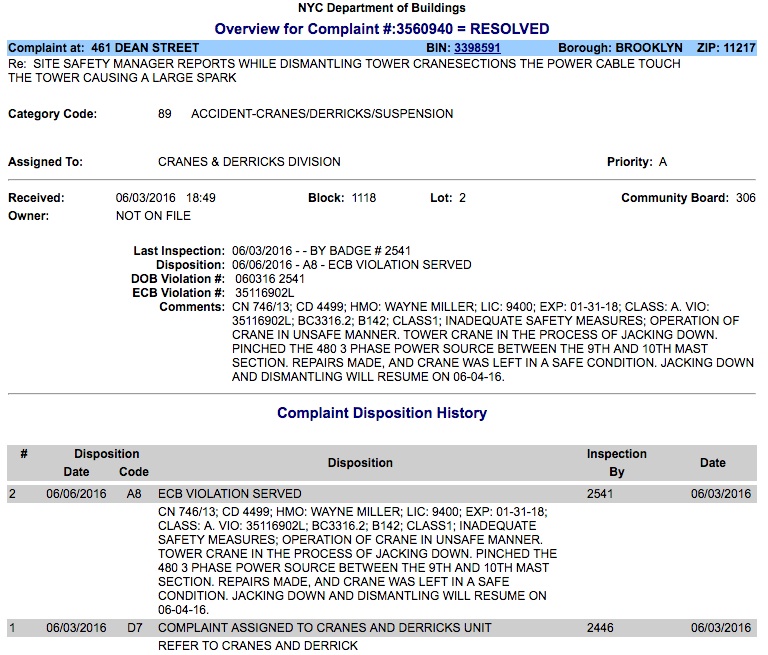 Partial stop-work order for B3 site after debris falls; violation ...
