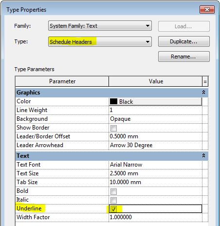 RevitCat: Underline Revit Schedule Headings