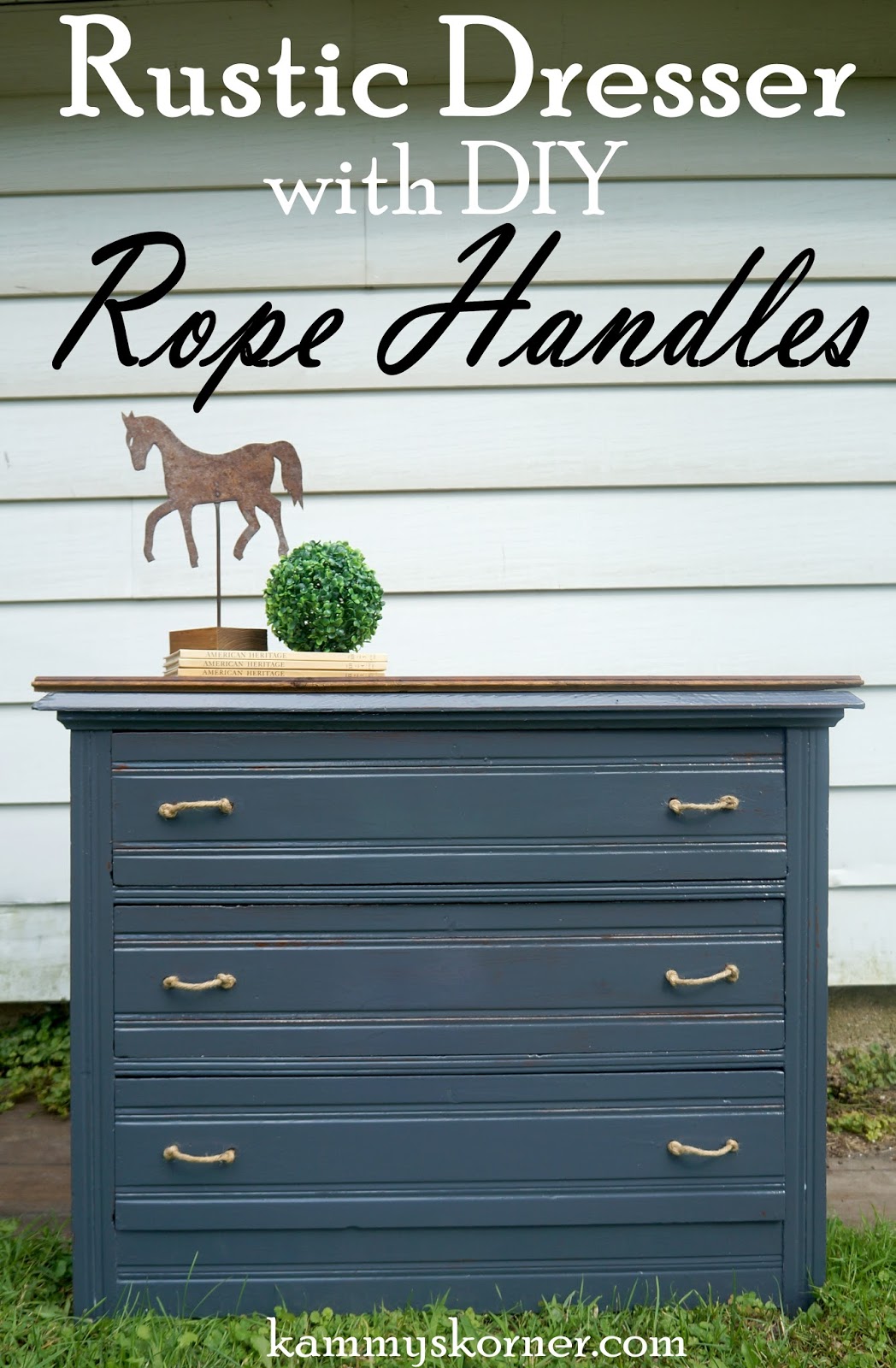 Kammy's Korner: Eagle Dresser With DIY Rope Handles and Barnwood Top