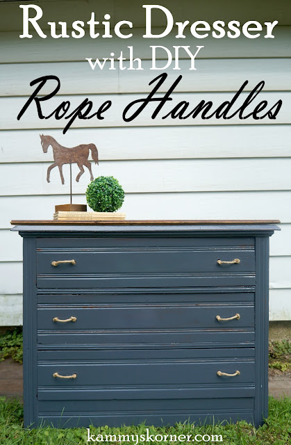 Kammy's Korner: Eagle Dresser With DIY Rope Handles and Barnwood Top