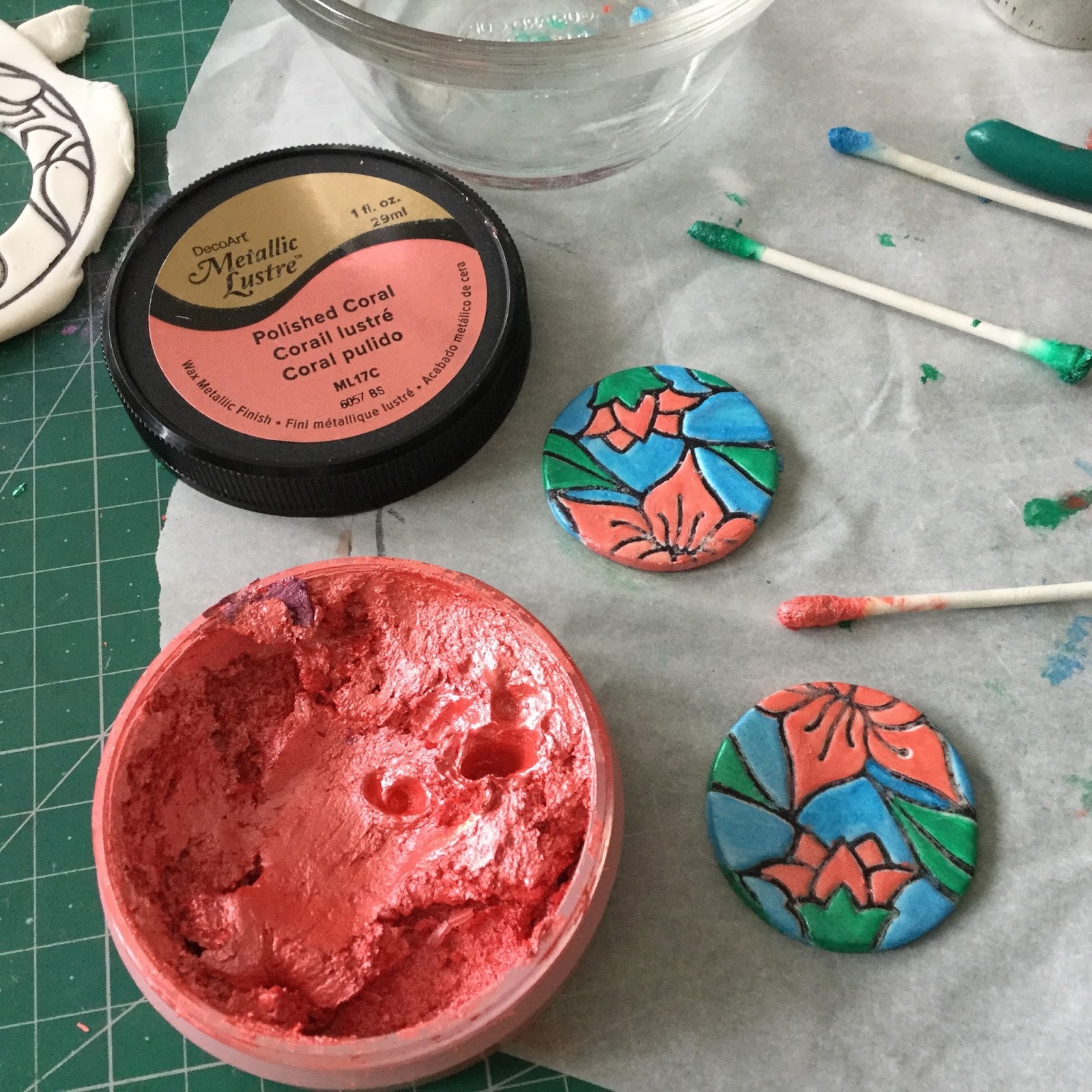 Floral Disc Clay Earrings