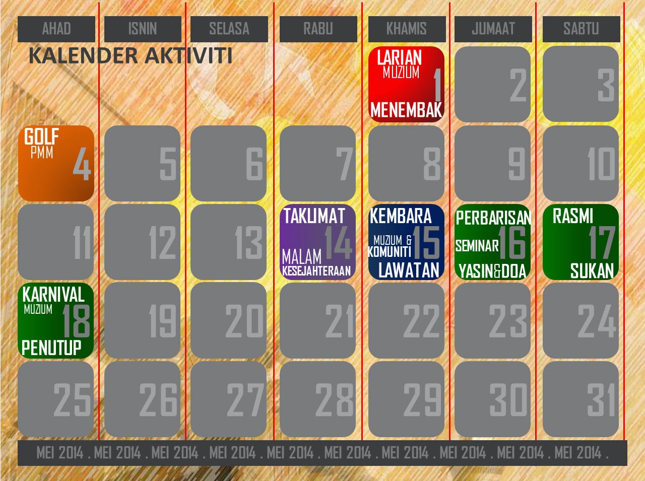 Hari Muzium Antarabangsa Selangor 2014: KALENDER AKTIVITI