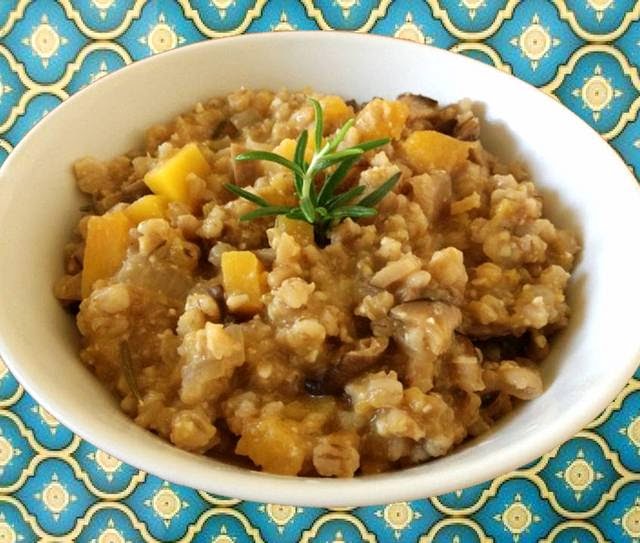 Cooking for Health: Barley, butternut squash, mushroom and ginger risotto