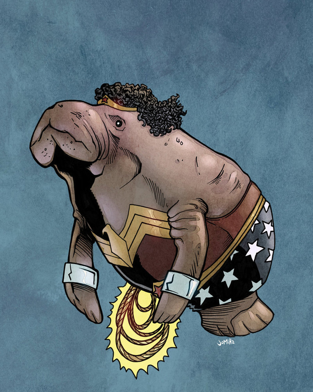 In The Mouth Of Dorkness: Dork Art: Manatee Super Heros!