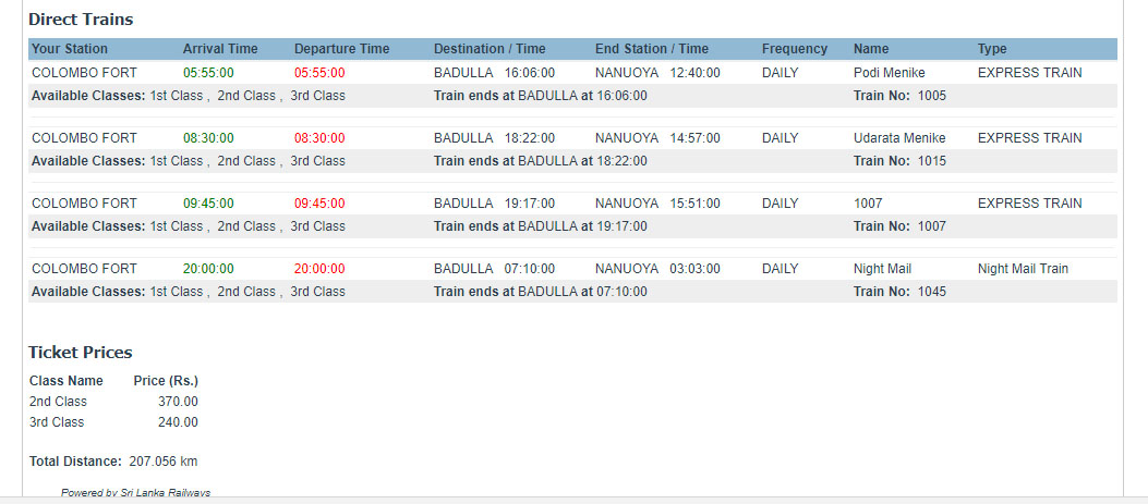 Train Schedule from Colombo to other Parts of Sri Lanka - Escape Manila