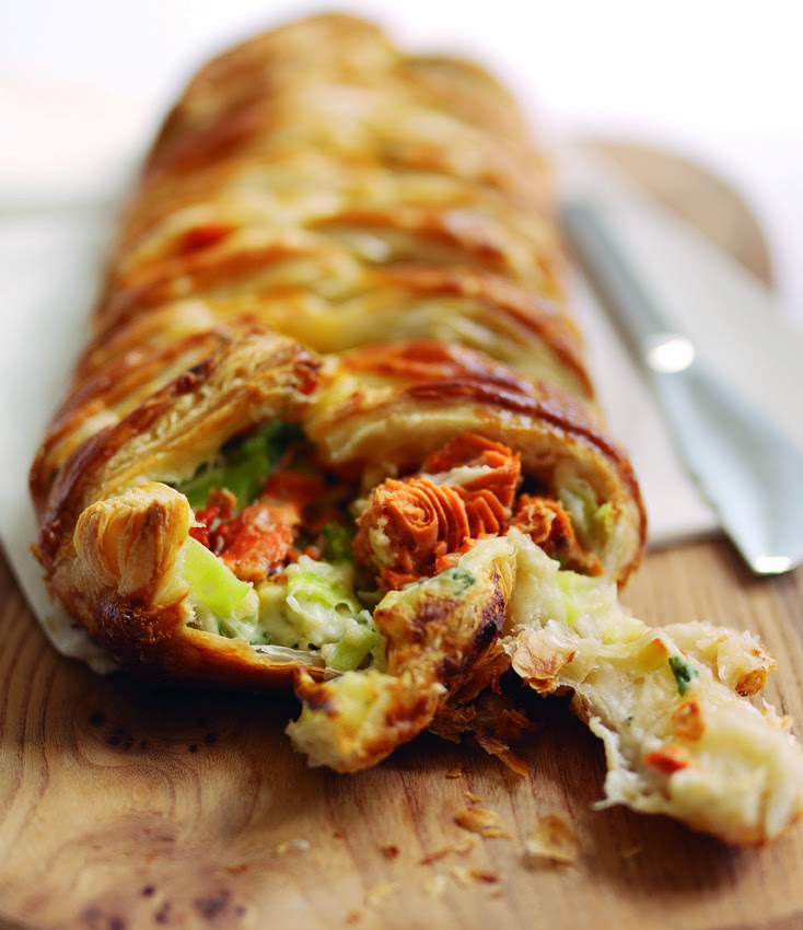 Wild Alaska Salmon, Leek And Broccoli Puff Plait