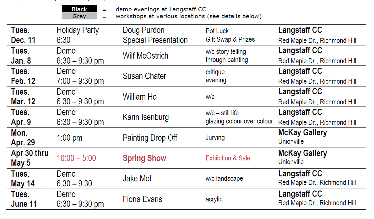 The Waterfront: BWS Schedule