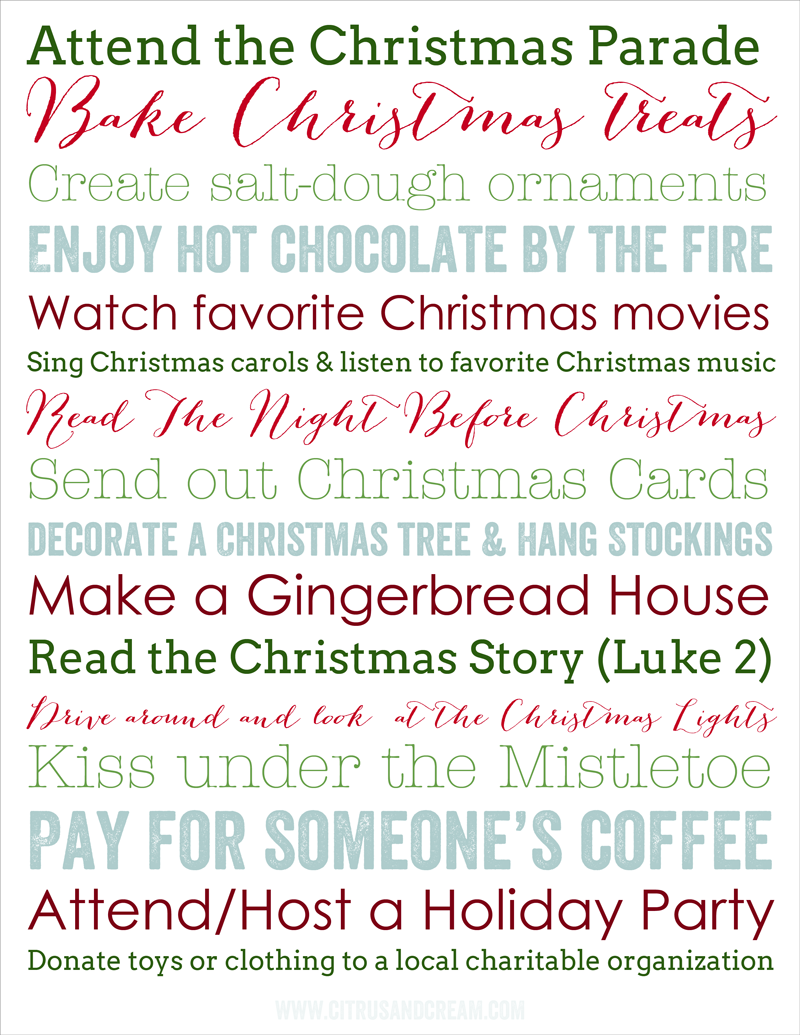 Citrus and Cream: Winter Bucket List and FREEBIE Subway Printable!