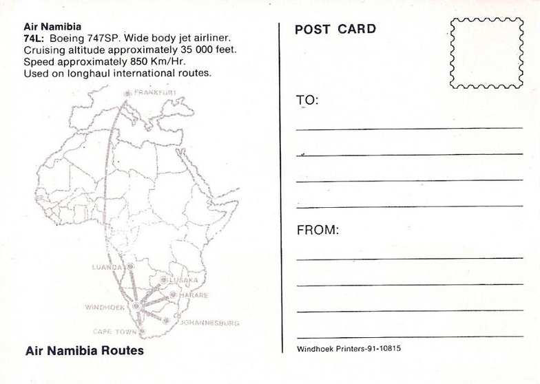 The Timetablist: Air Namibia Network: The Airline of wide open spaces ...